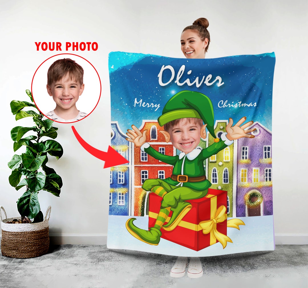 Christmas Gifts for Boy Girl Elf Blanket, Merry Christmas Photo Blanket ...