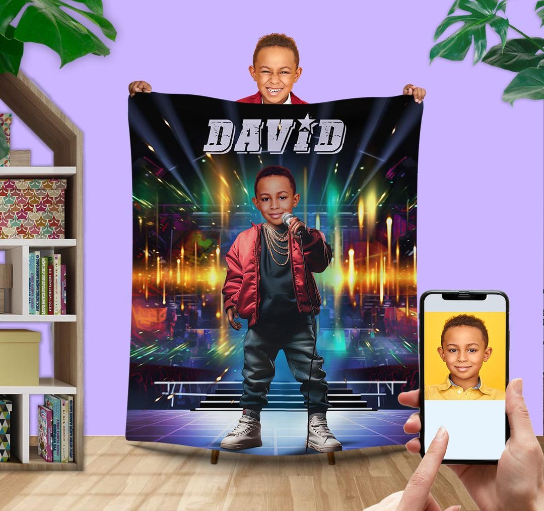 Personalized Boy Rapper Photo Blanket: Custom Minky Sherpa Throw - Etsy