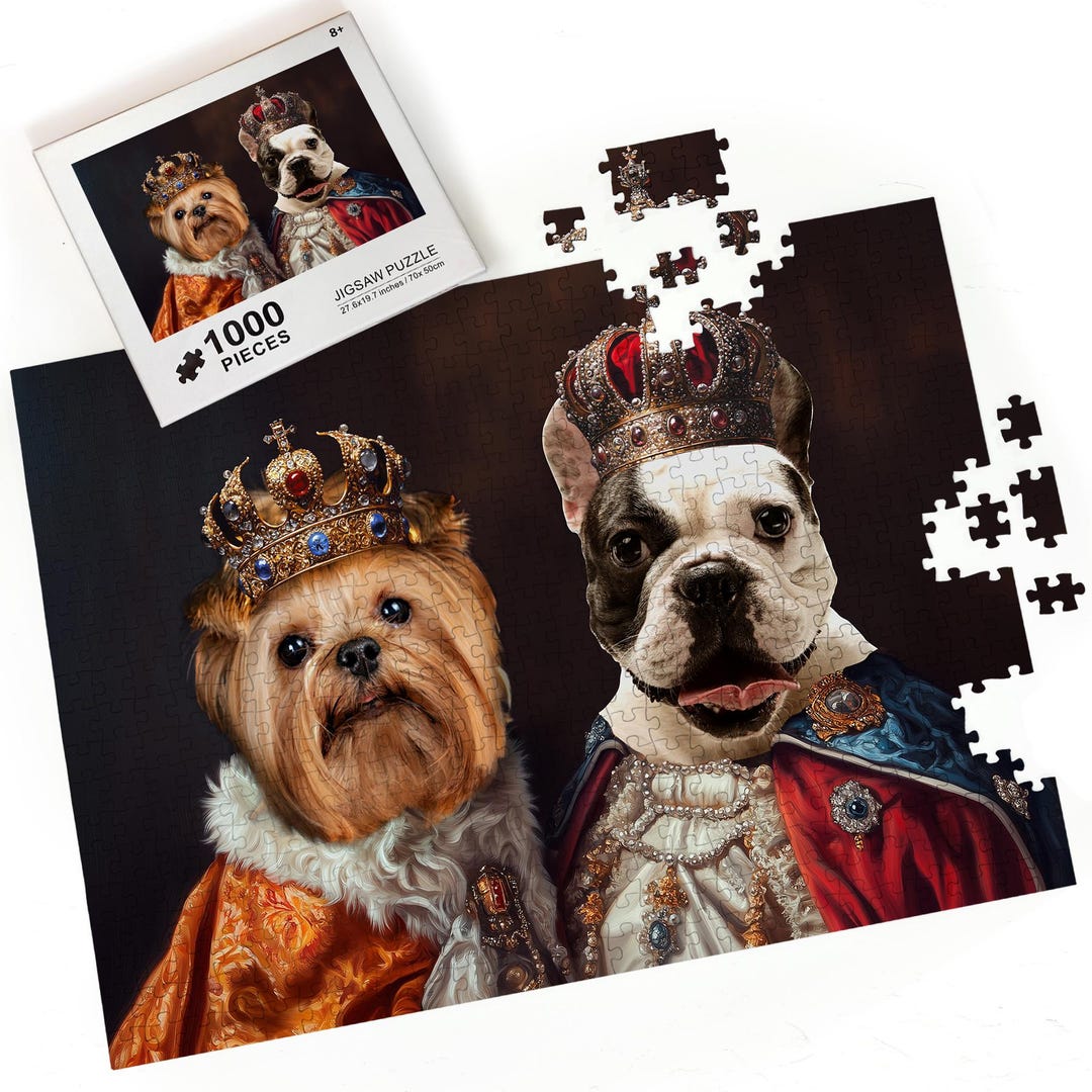 Custom Pet Portrait Puzzle: Royal 2-pet Jigsaw Gift (200-1000 Pieces ...