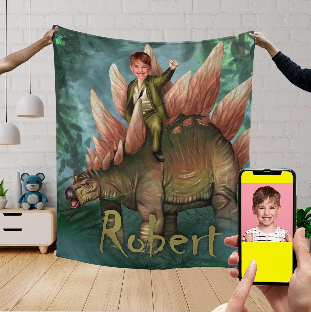 Personalized Dinosaur Photo Blanket: Custom Dino Gift for Kids - Etsy