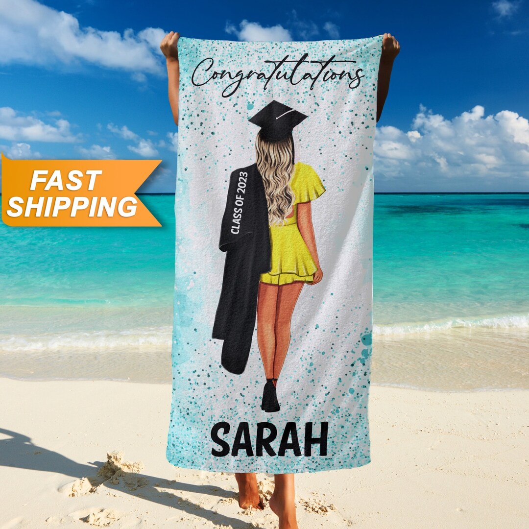 Personalized Graduation Beach Towel, Custom Graduate Gift for Her - Etsy