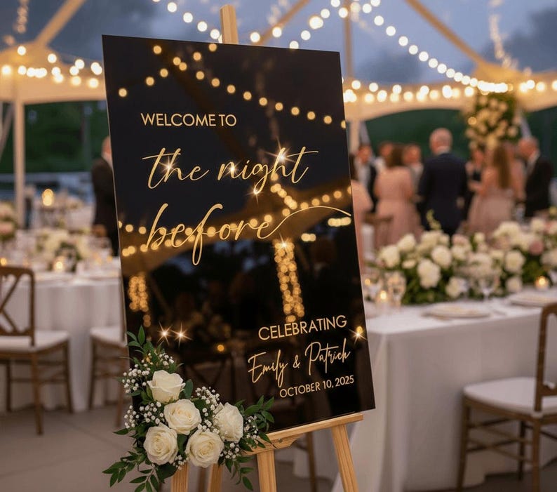 Luxury Black Acrylic Wedding Sign With 3D Gold Mirror Letters - Etsy