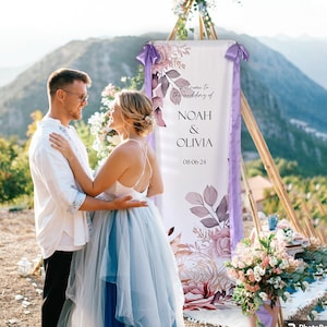 Fabric Welcome Sign, Ceremony Welcome Cloth Banner With Bows, Custom ...