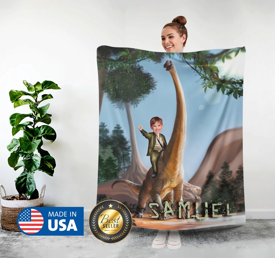 Custom Dino Photo Blanket: Personalized Dinosaur Gift for Kids - Etsy