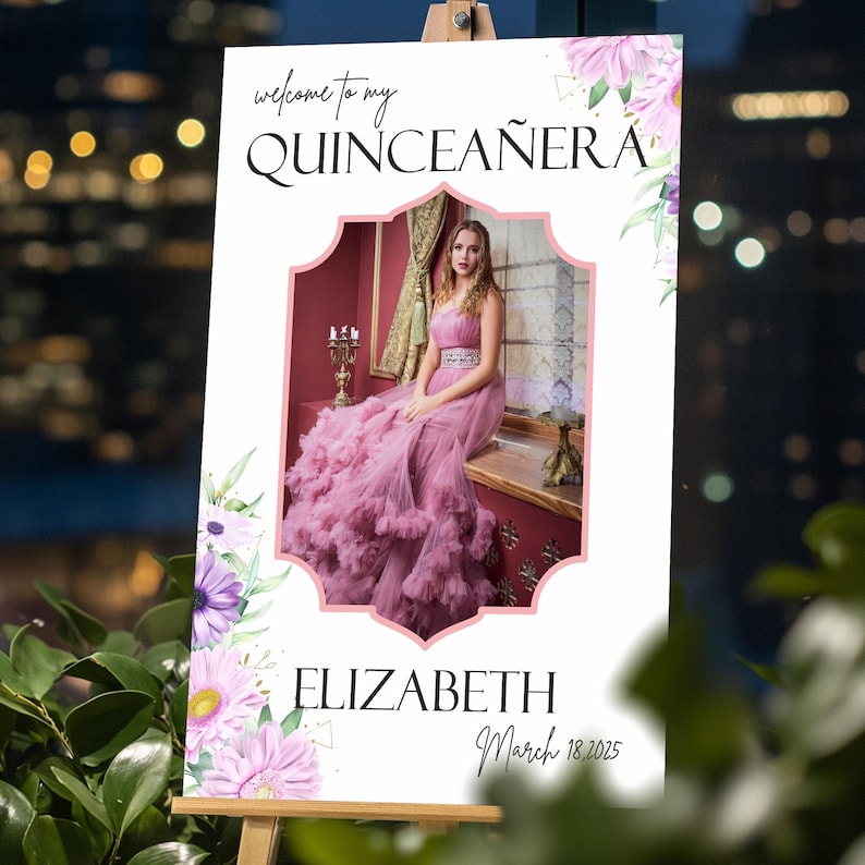 Custom Quinceanera Welcome Sign With Easel - Etsy