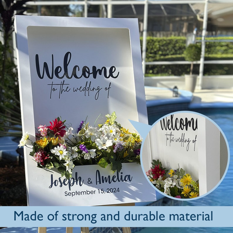 Custom Wedding Welcome Sign: Flower Box Decor, Personalized Easel - Etsy