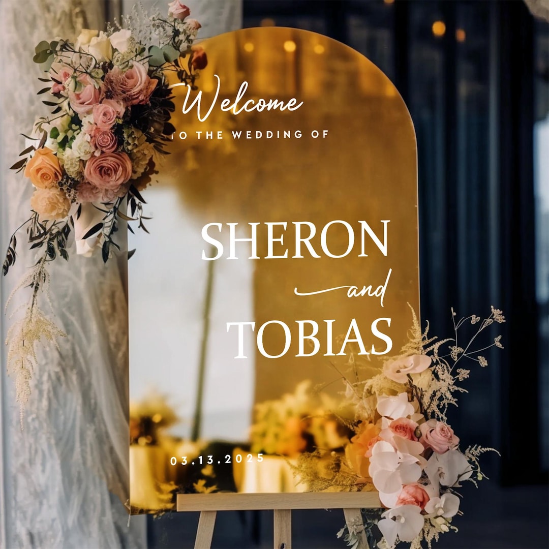 Gold Mirror Acrylic Wedding Sign: Arch Custom Ceremony Decor - Etsy