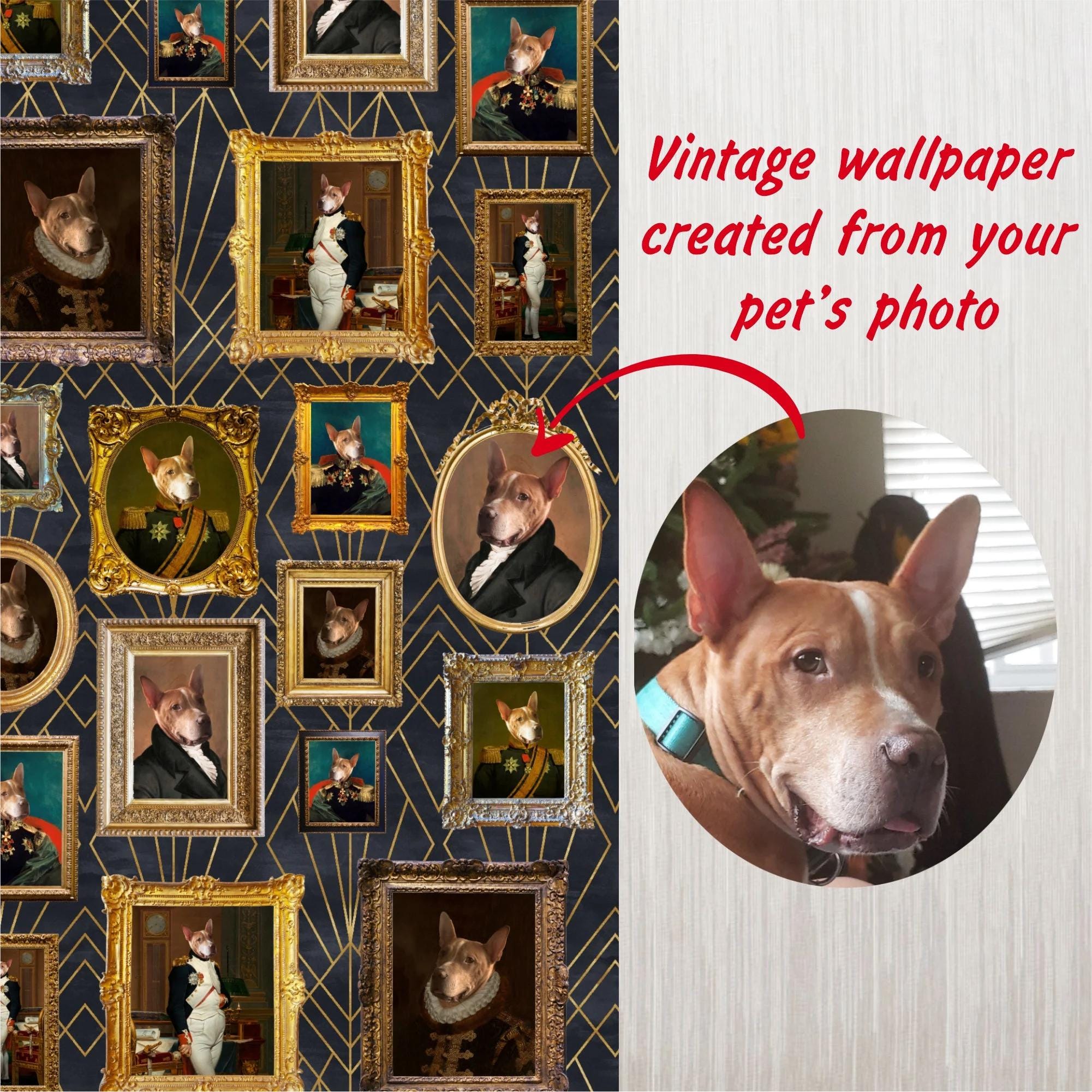 Custom Pet Portrait Wallpaper | Pets Photo Removable Wallpaper | Peel ...