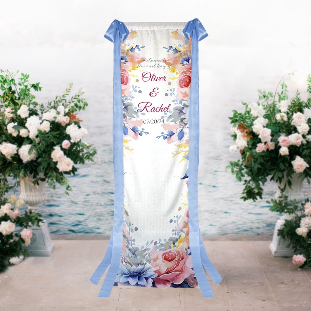 Personalized Wedding Welcome Sign: Linen Blend Fabric Banner With Silk ...