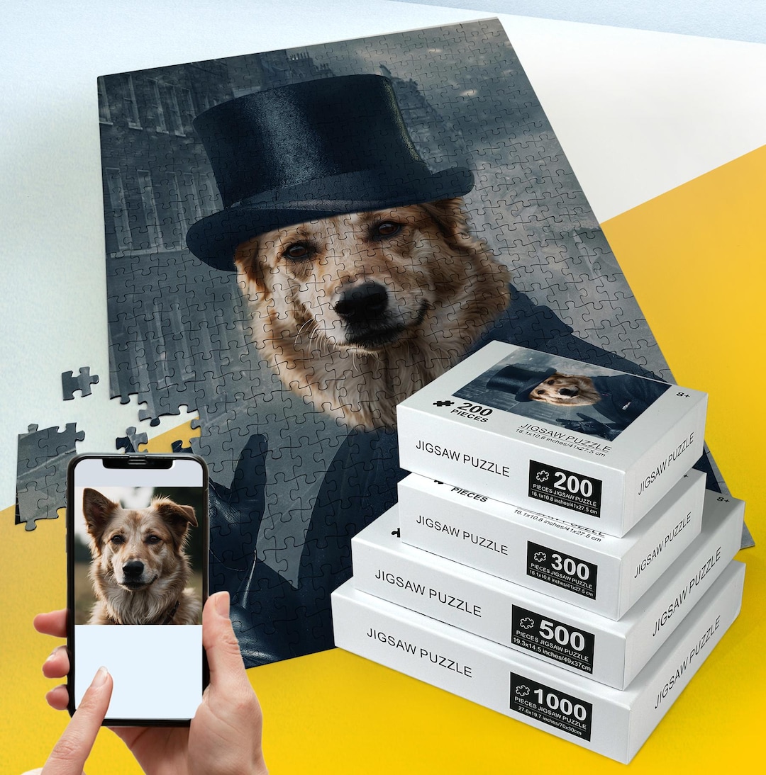 Custom Pet Portrait Puzzle: Detective Dog Jigsaw Puzzle - Etsy