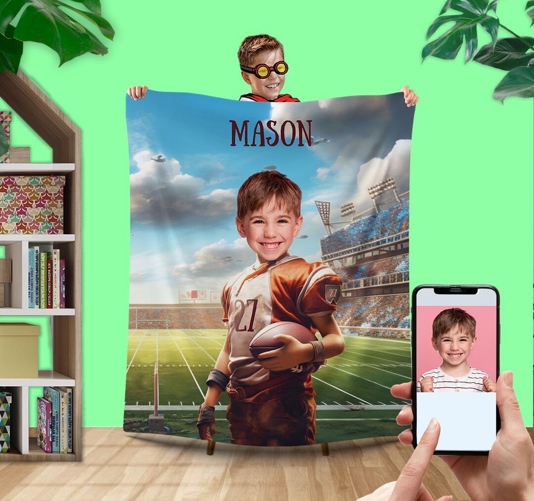 Custom Football Photo Blanket: Personalized Sports Fan Gift - Etsy