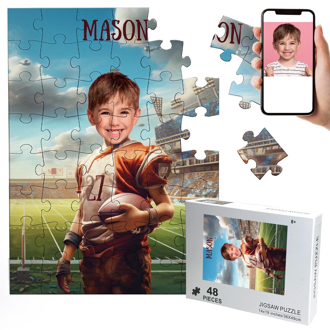 Custom Photo Puzzle, Football Player Coach Team Fan Gift, Kids Picture ...