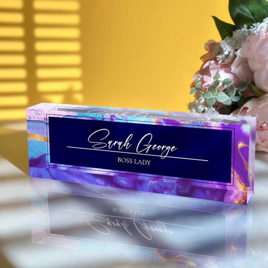 Personalized Acrylic Desk Name Plate: Office Decor Gift - Etsy