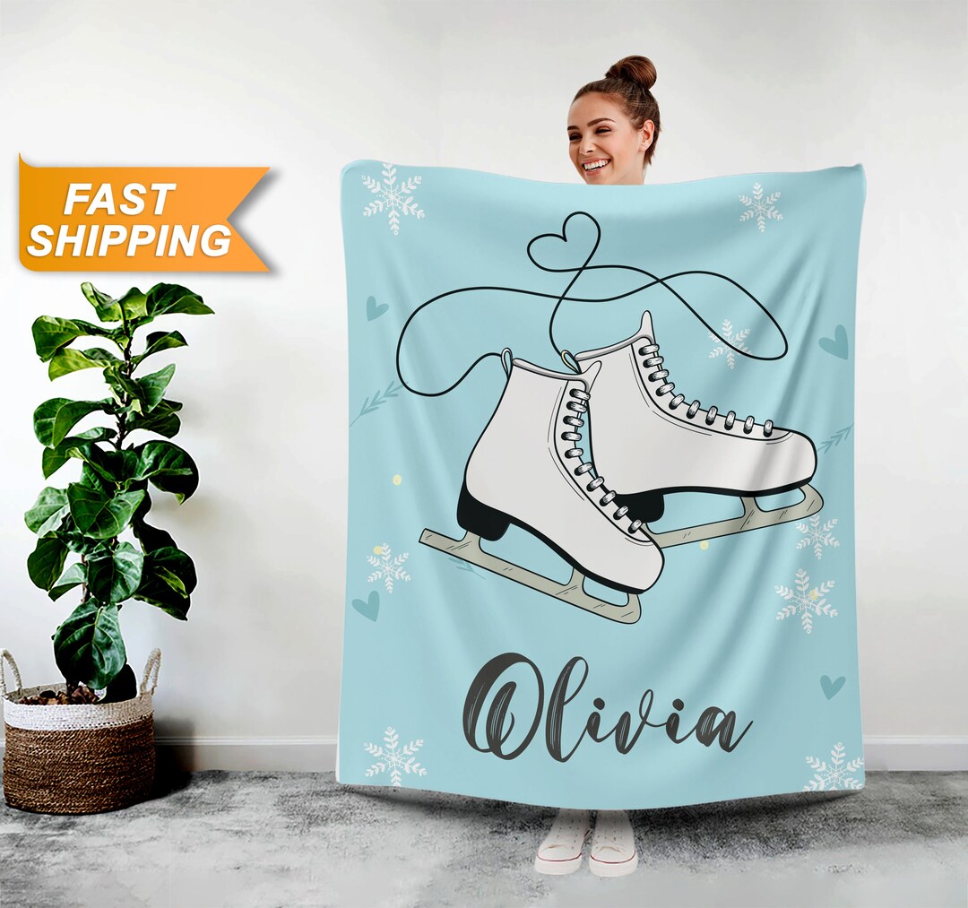 Ice Skating Blanket, Personalized Figure Skating Blanket Custom Figure ...