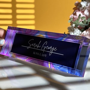 Personalized Pink Marble Acrylic Name Plate: Custom Desk Sign - Etsy