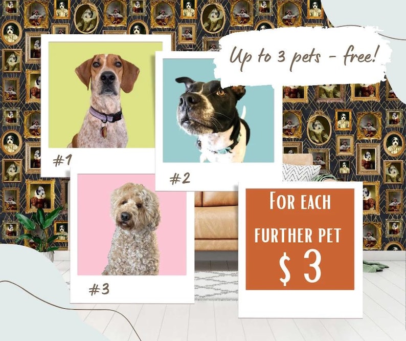 Custom Pet Portrait Wallpaper | Pets Photo Removable Wallpaper | Peel ...