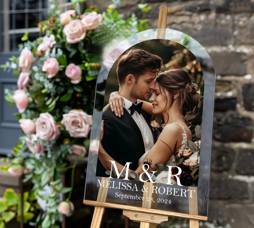 Custom Wedding Photo Welcome Sign: Acrylic, PVC, or Paper With Easel - Etsy