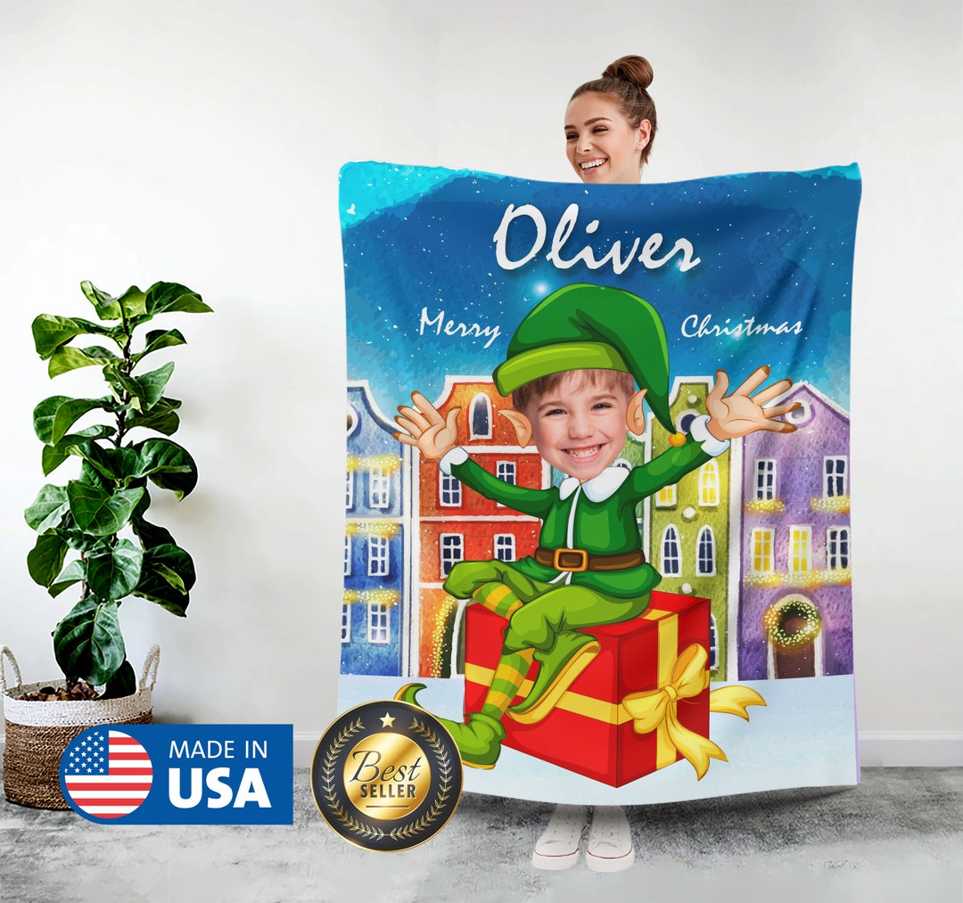 Christmas Gifts for Boy Girl Elf Blanket, Merry Christmas Photo Blanket ...