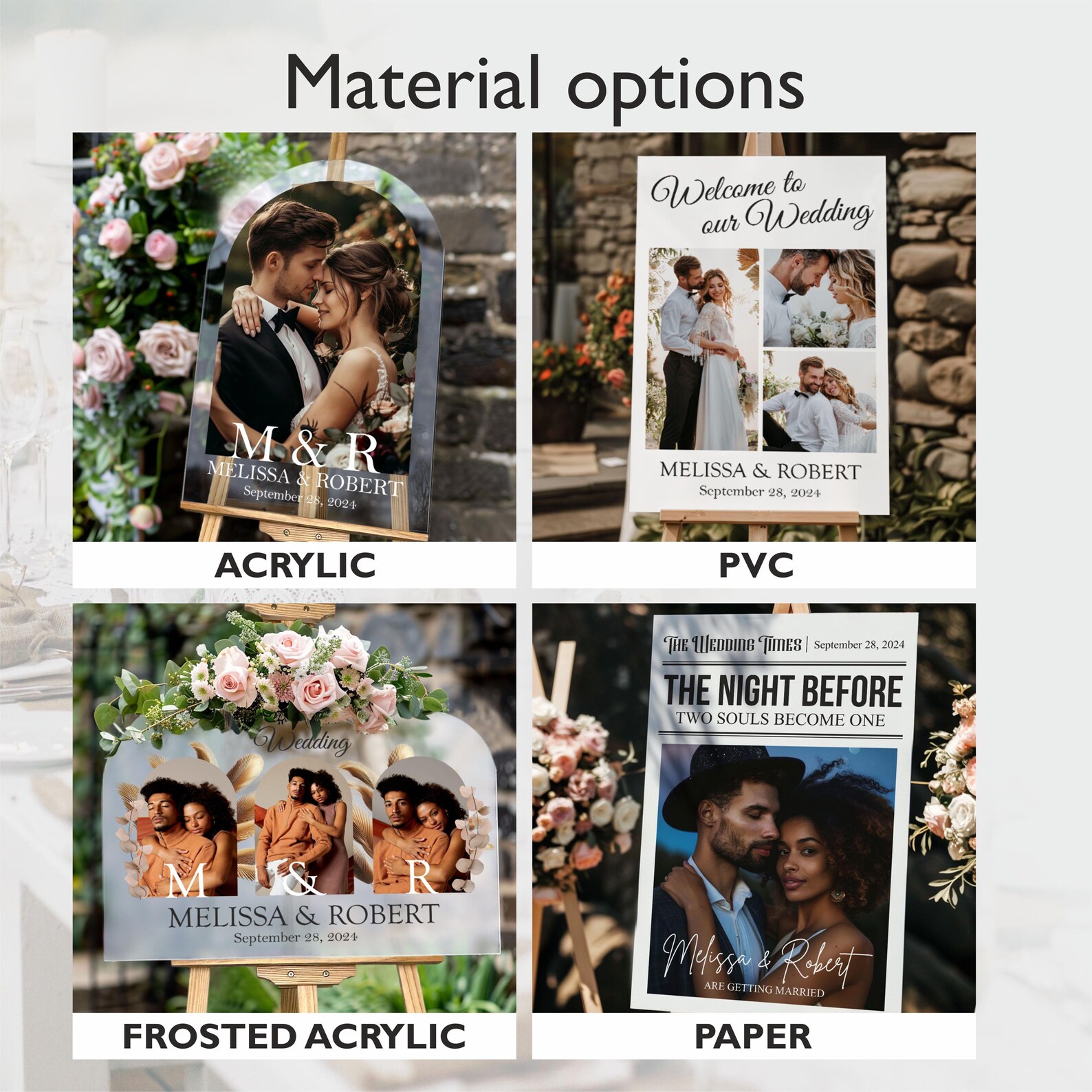 Custom Photo Wedding Welcome Sign: Acrylic, PVC or Paper With Easel - Etsy