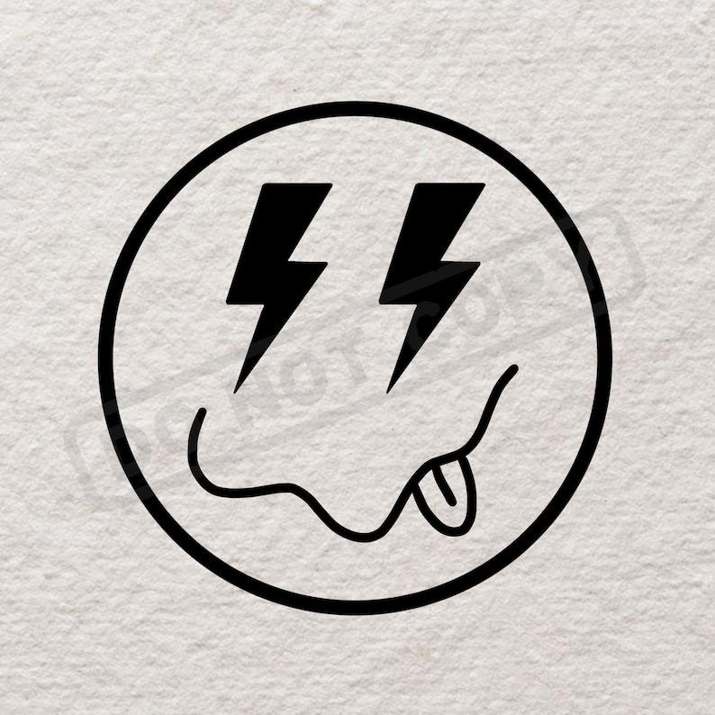 Lightning Bolt Smiley Face PNG - Etsy