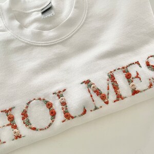 Floral Hand-embroidered Initials Sweatshirt, Personalized Monogram Gift ...