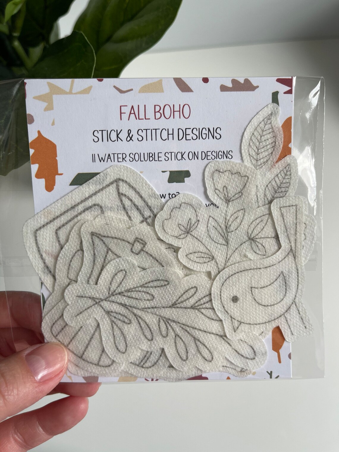 Fall Boho Stick and Stitch Embroidery Patterns, Stick on Washable ...