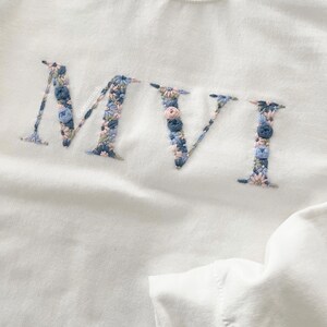 Floral Hand-embroidered Initials Sweatshirt, Personalized Monogram Gift ...