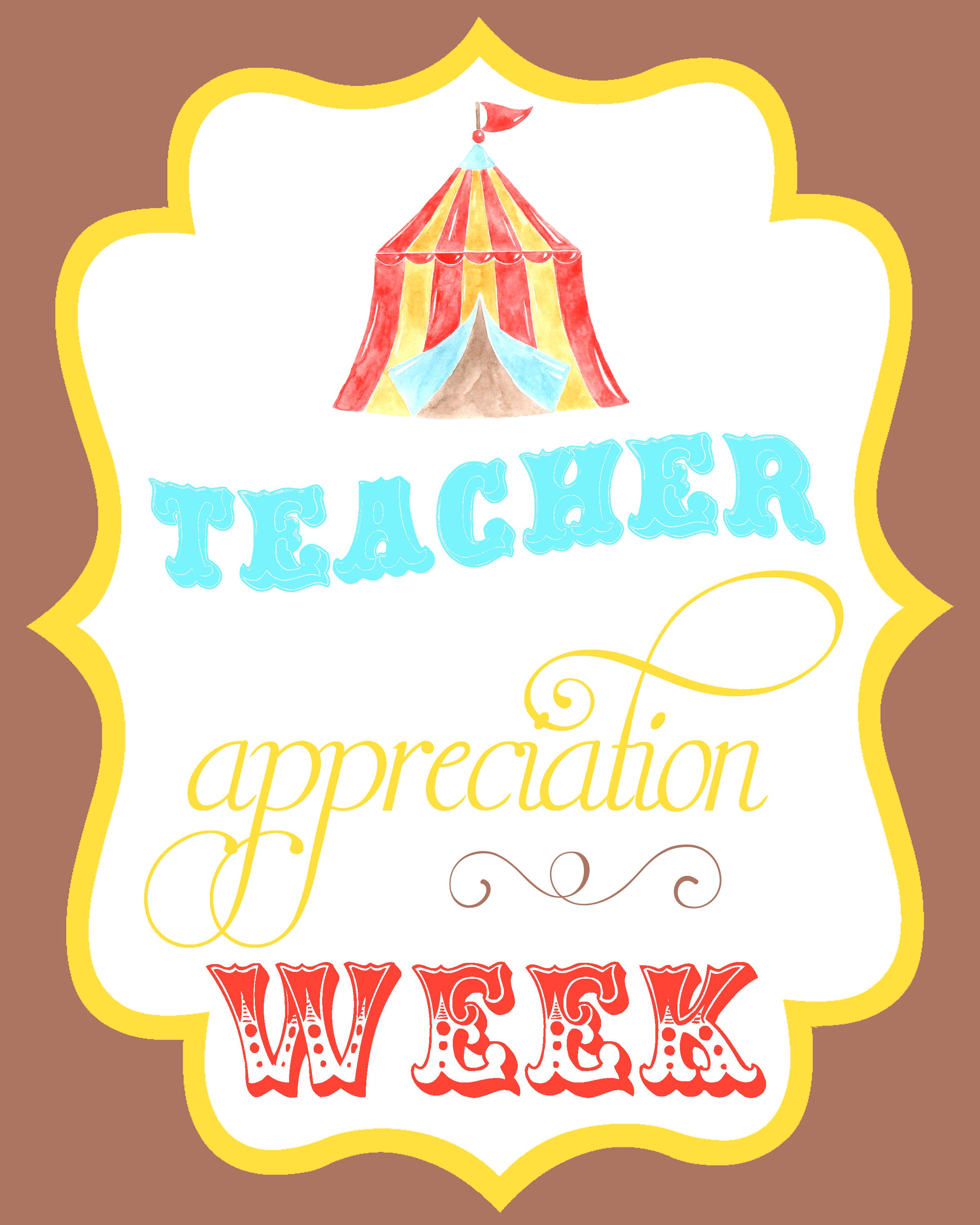 Circus Theme Teacher Appreciation Week Printable Bundle | Includes 9 ...