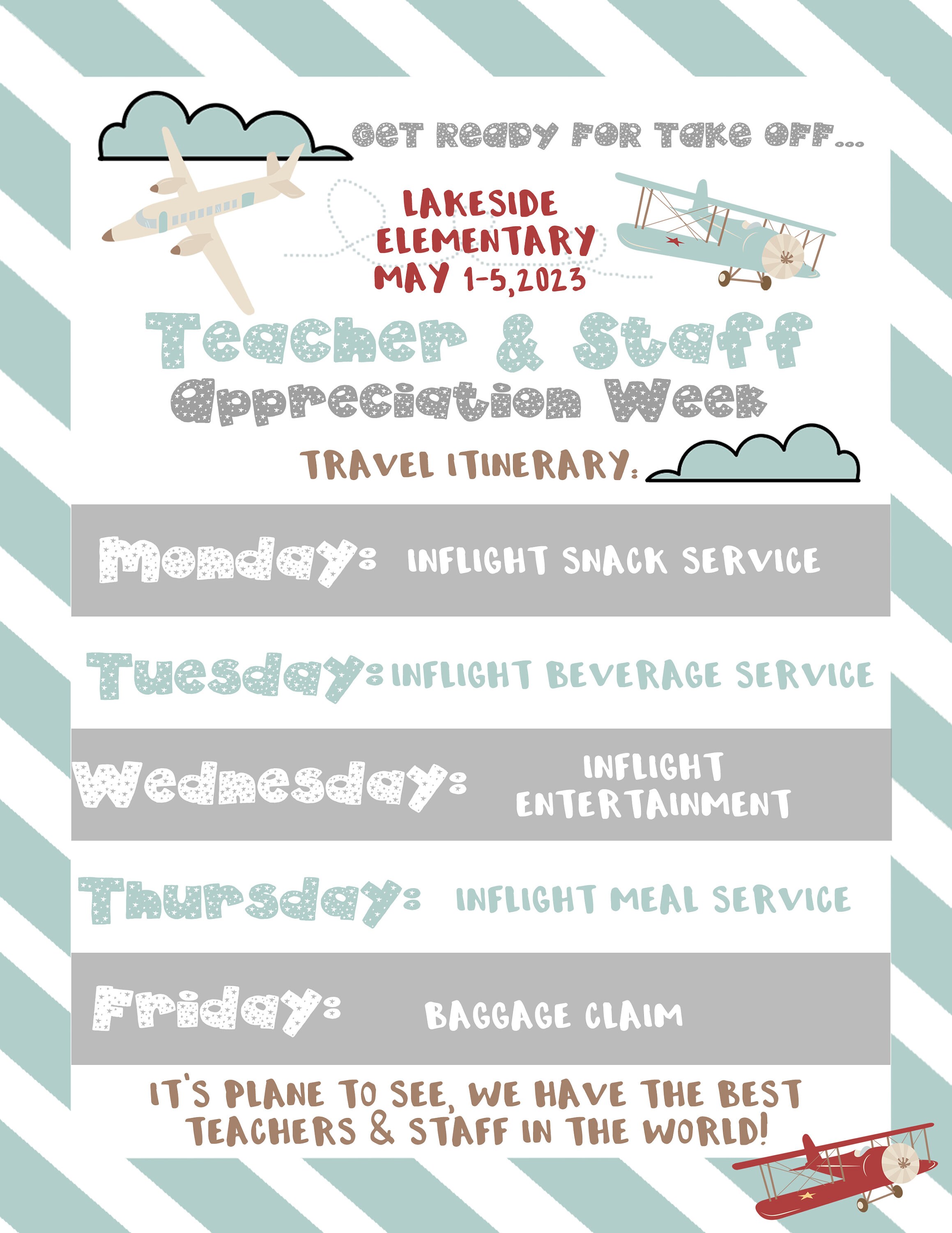 Teacher Appreciation Week Travel Theme Printables PTA and PTG Teacher ...