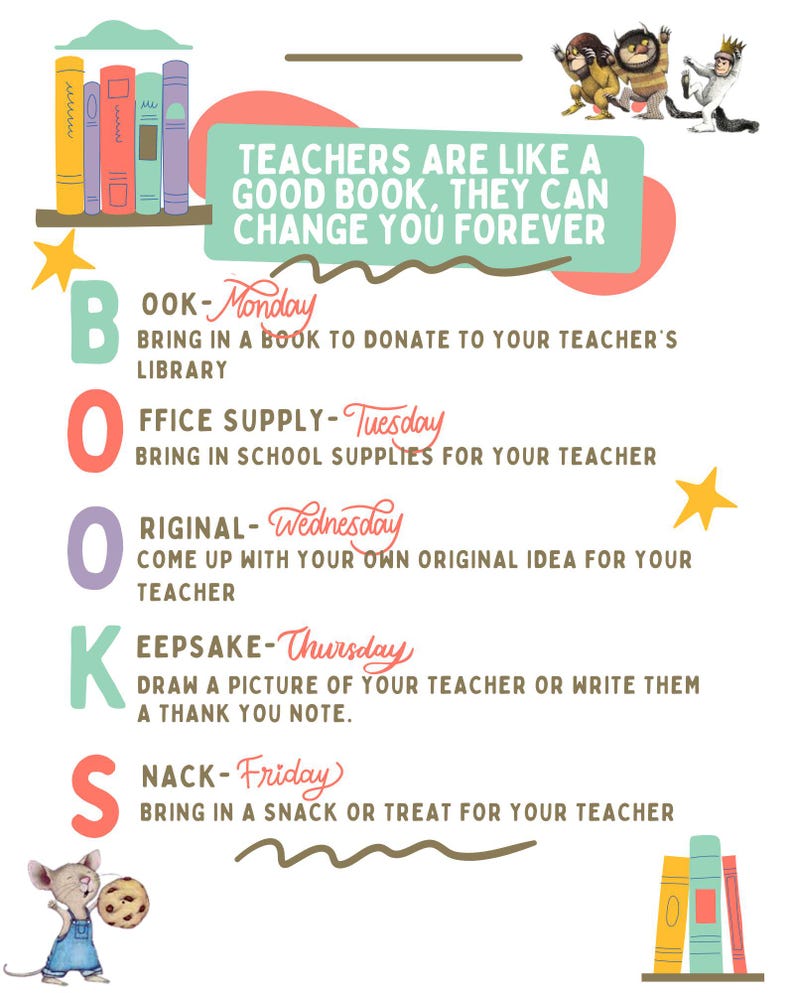 Children's Book Themed Teacher Appreciation Printable Bundle - Etsy