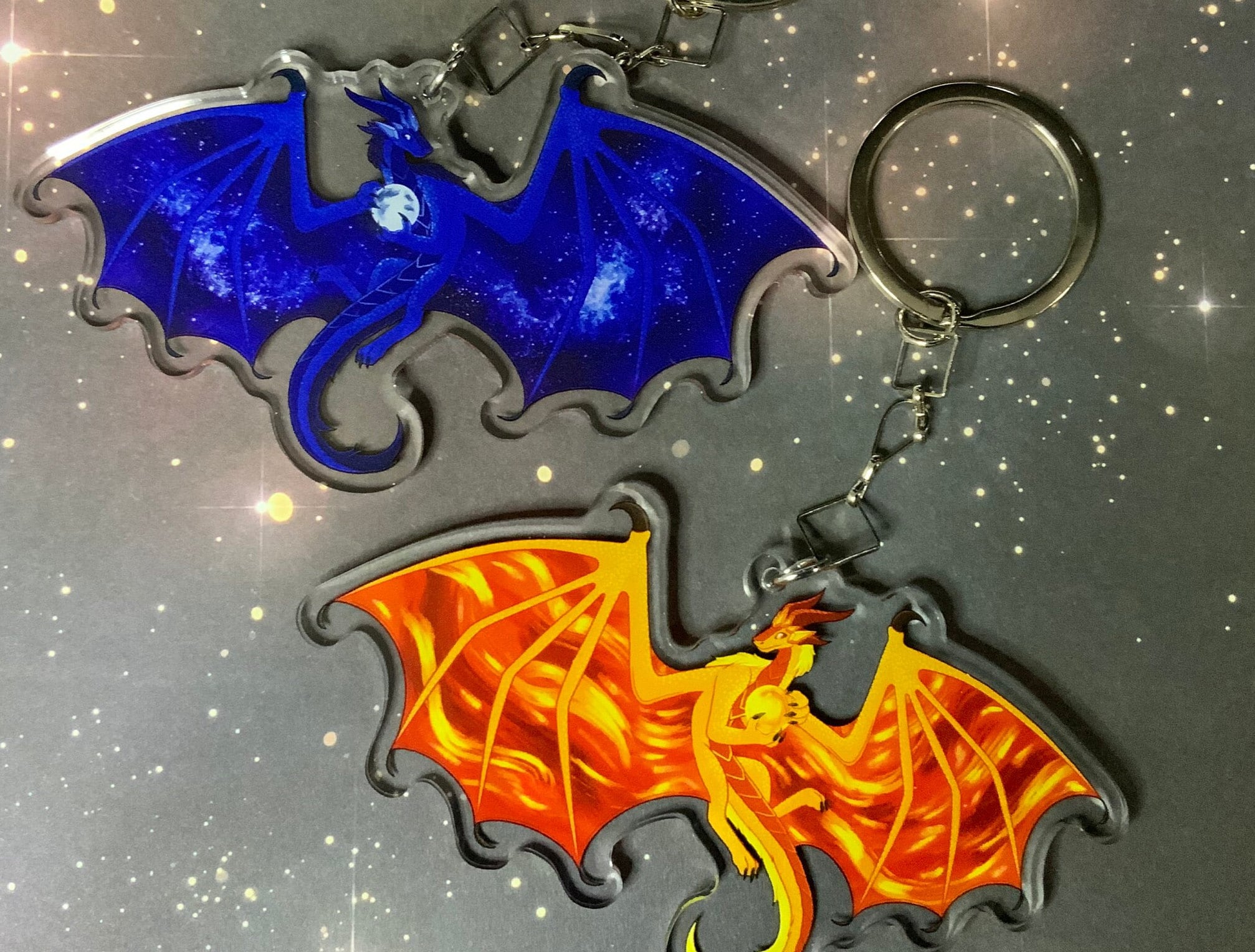 Sun Moon Dragon Clear Acrylic Charm Keychain Double Sided - Etsy