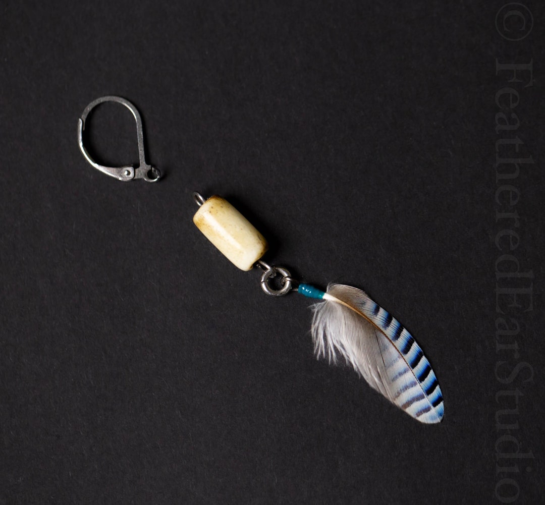Single Feather Earrings Men Hoop Earrings Hypoallergenic Studs Men ...