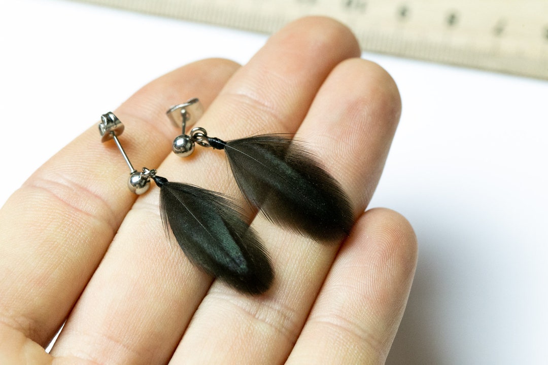 Feather Earrings Men Small Feather Earrings Studs Feather Earrings ...