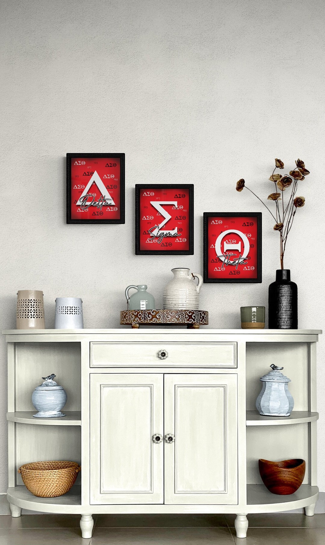 12x16 3 Piece Delta Sigma Theta Symbols Backdrop Artwork, Sorority ...