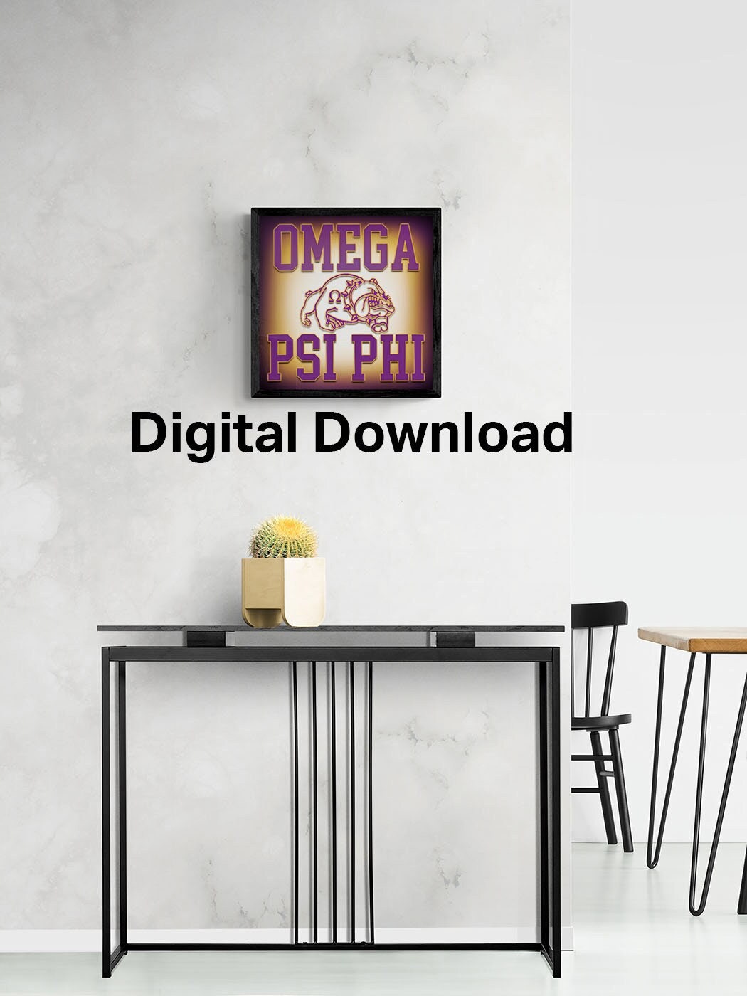 8x8 Omega Psi Phi Big Words in Purple Artwork, Digital Print ...