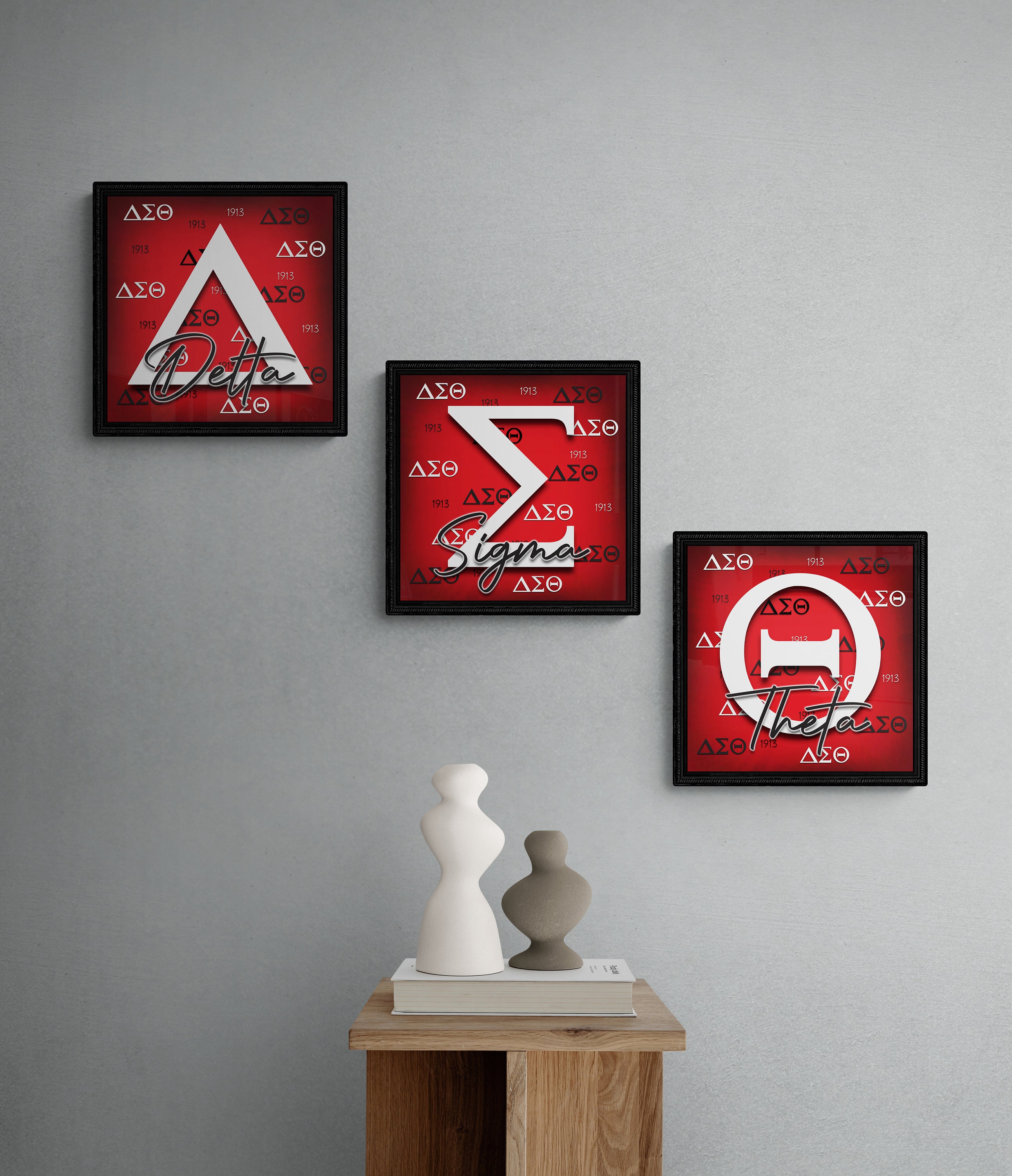 6x6 3 Piece Delta Sigma Theta Symbols Backdrop Artwork, Sorority Gifts ...