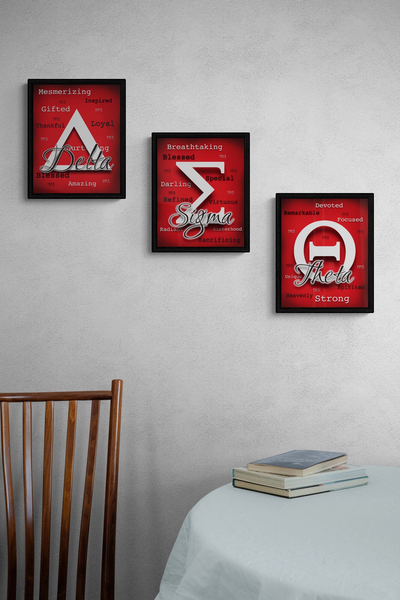 12x16 3 Piece Delta Sigma Theta Symbols Inspirational Backdrop Artwork ...