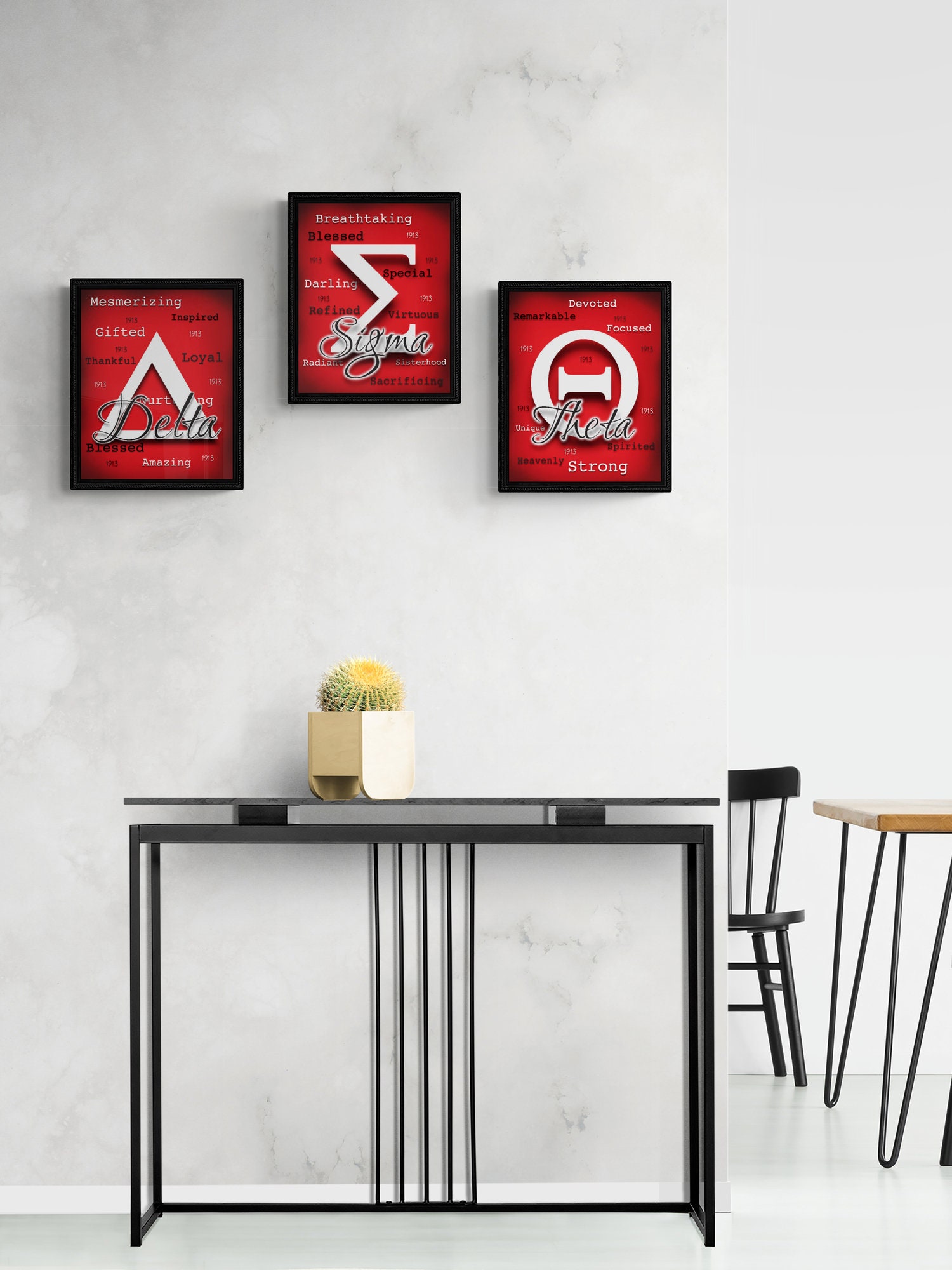 12x16 3 Piece Delta Sigma Theta Symbols Inspirational Backdrop Artwork ...