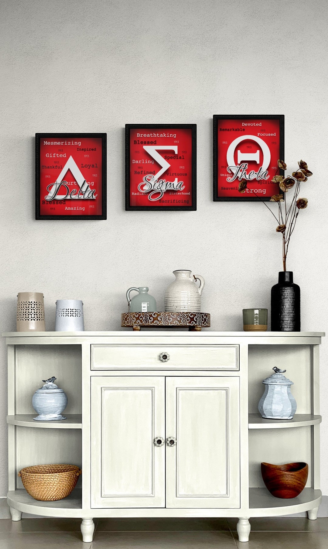 12x16 3 Piece Delta Sigma Theta Symbols Inspirational Backdrop Artwork ...