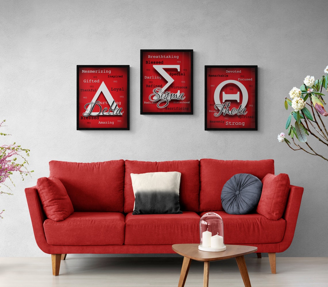 16x20 3 Piece Delta Sigma Theta Symbols Inspirational Backdrop Artwork ...