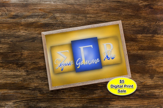 12x16 Sigma Gamma Rho Letters Gold Background Artwork | Etsy