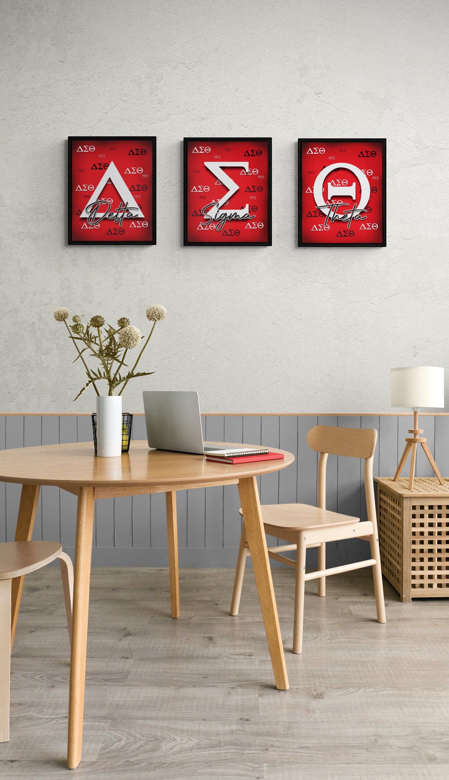 12x16 3 Piece Delta Sigma Theta Symbols Backdrop Artwork, Sorority ...