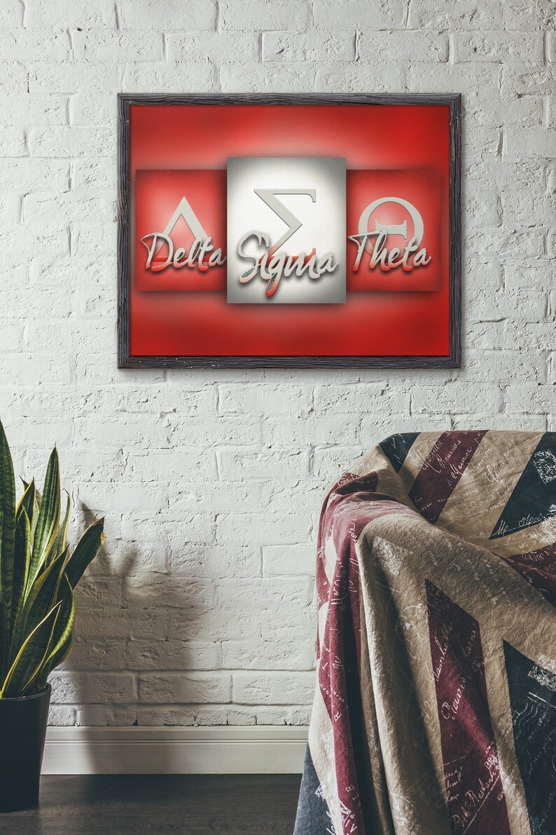 16x12 Delta Sigma Theta Letters Red Background Artwork - Etsy