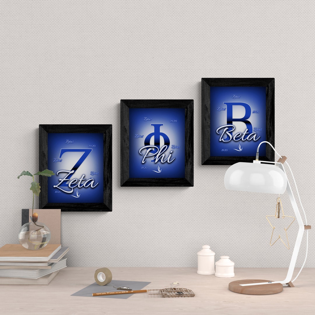 11x14 3 Piece Zeta Phi Beta Symbols 2 Backdrop Artwork, Digital Print ...