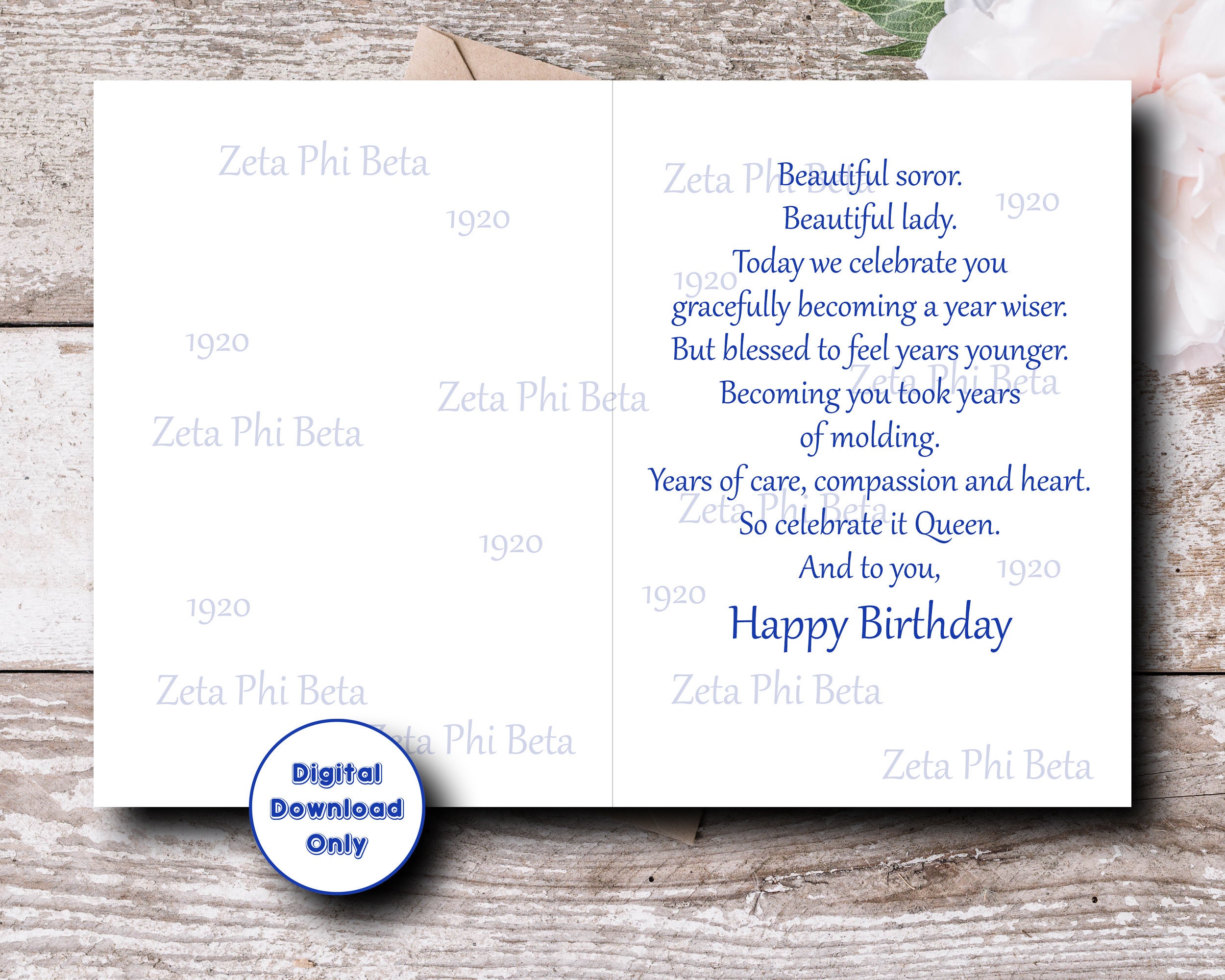 Happy Birthday Zeta Phi Beta Card, Outside and Inside of Card ...