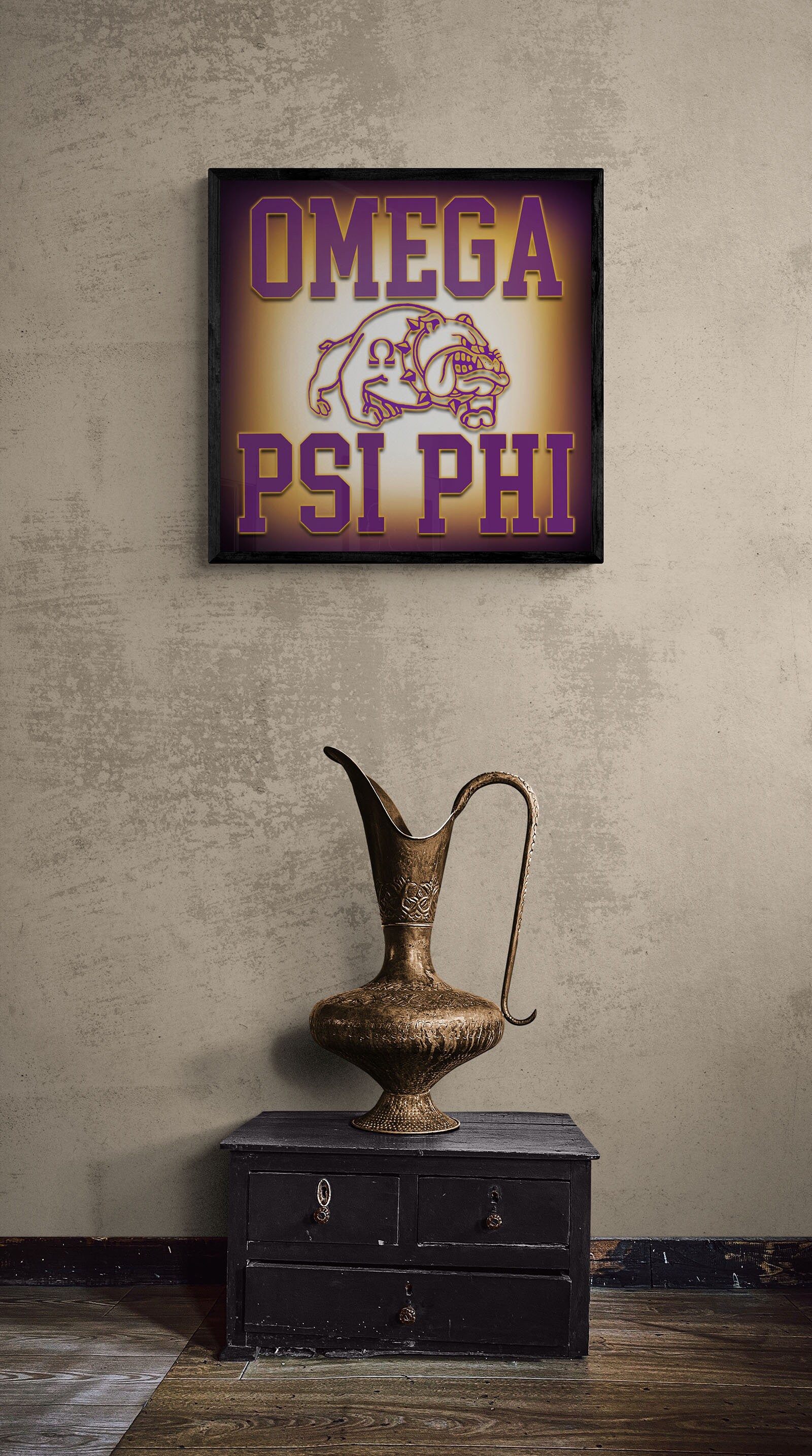 8x8 Omega Psi Phi Big Words in Purple Artwork, Digital Print ...
