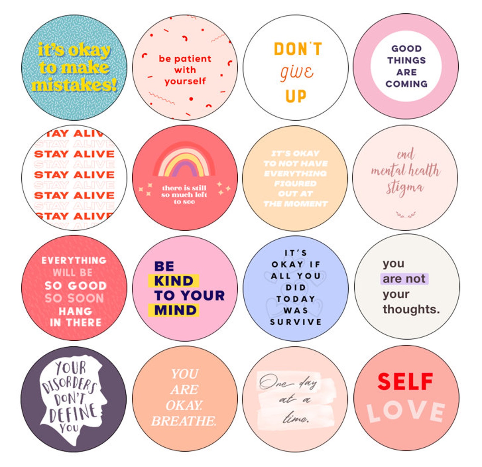 Mental Health/self Love Button Pins | Etsy