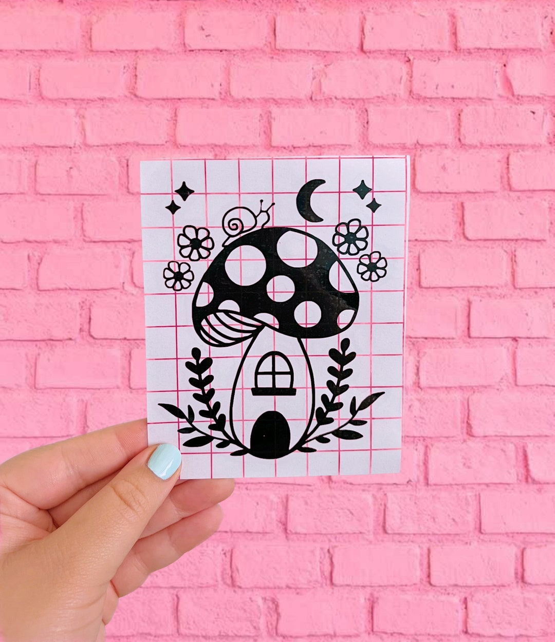 Mushroom House Car Decal - Cute Enchanted Forest Vinyl Bumper Sticker ...