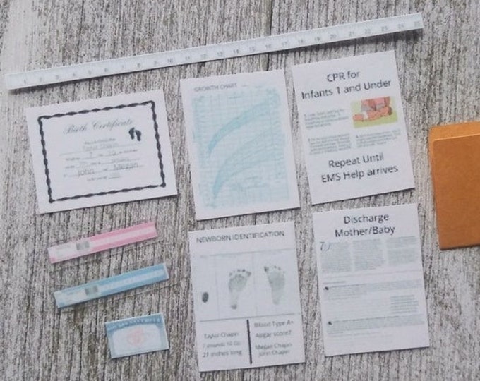 1/12 Scale New Baby Documents, Papers for Newborn, Dollhouse Birth ...