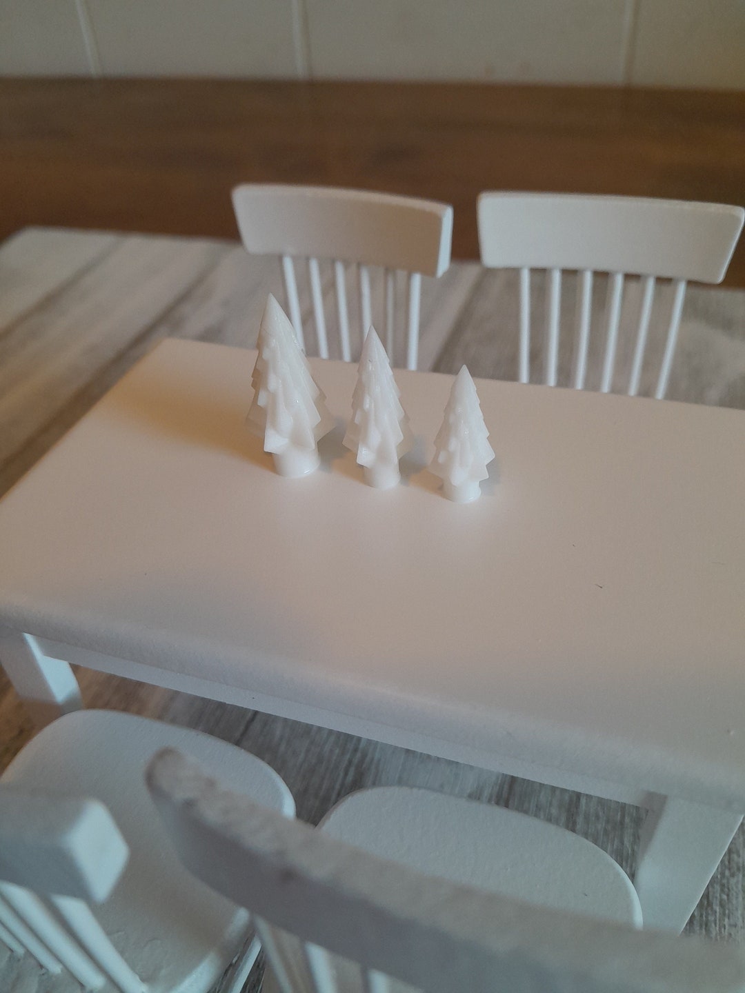 1/12 Scale Miniature Set of 3 White Trees for Dollhouse Christmas Decor ...